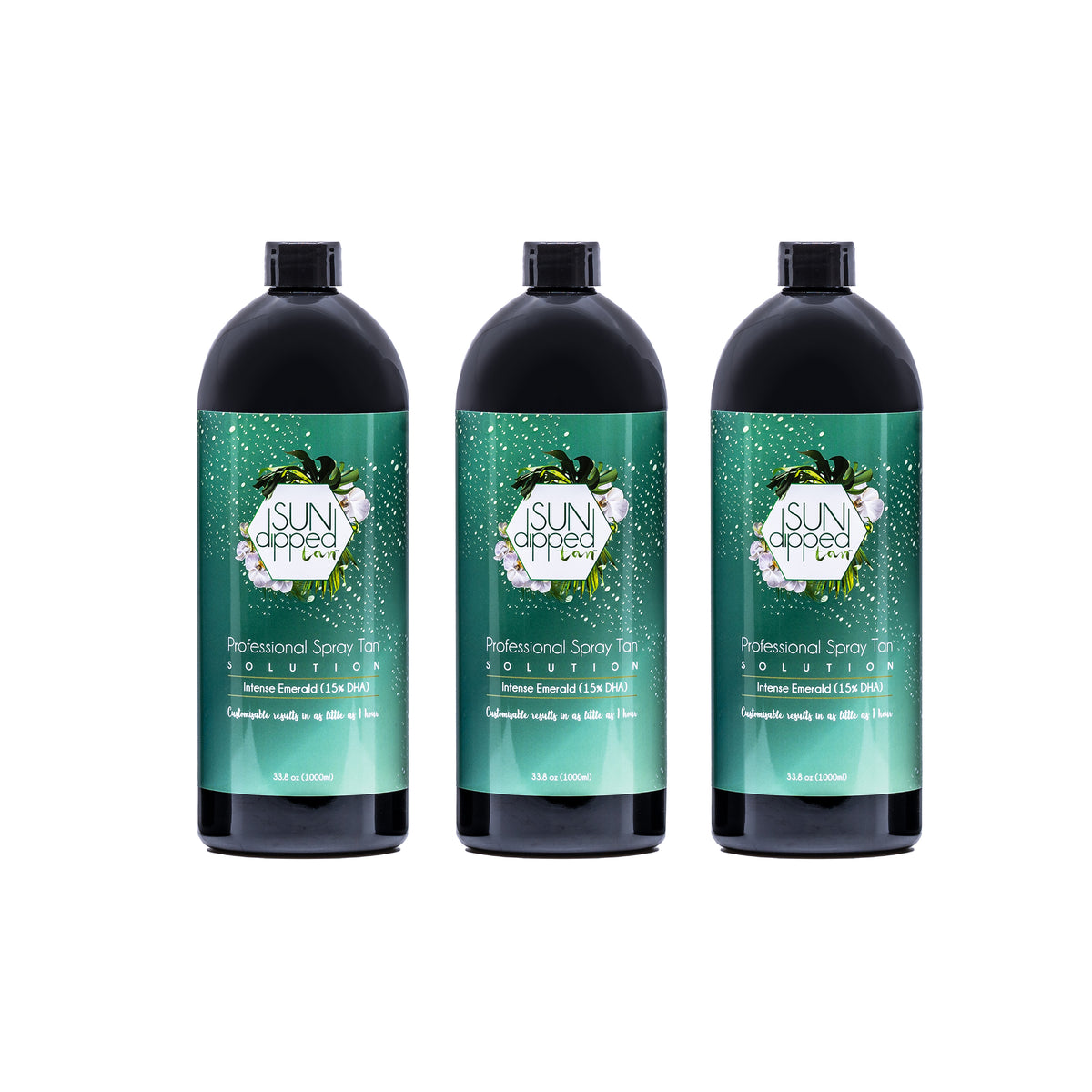 3 Bottles of 15% INTENSE EMERALD PROFESSIONAL SPRAY TAN SOLUTION 1L ...